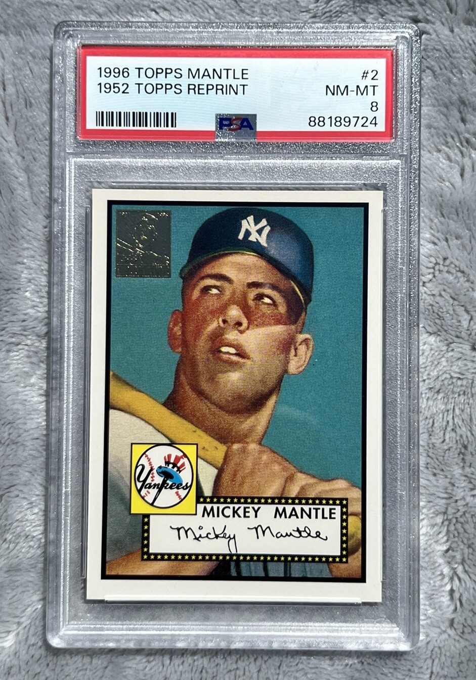 1996 Topps Commemorative Reprints Mickey Mantle (1952 Topps) #2 PSA 8 ...