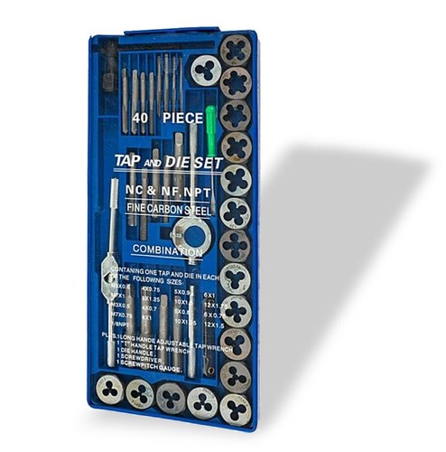 40Pc SAE Tap & Die Set Cut /Renew internal external threads to exact ...