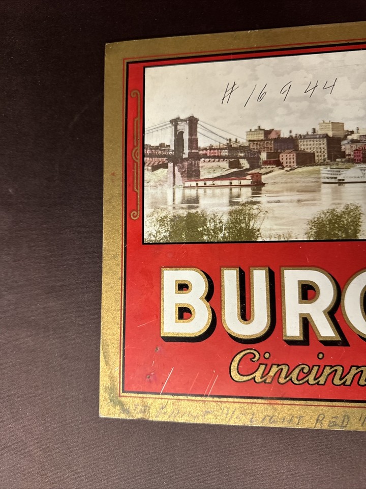 PROTOTYPE 1940's Cincinnati Burger Brewing Beer Tin Sign Skyline One Of ...