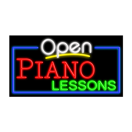 Piano Lessons Glass Neon Sign 37"L x 20"H #15830 | eBay