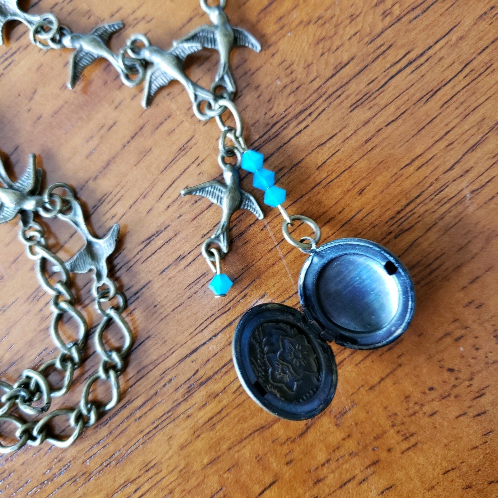 Artisan Made Bird Sparrow Chain Necklace and Pierced Earring Set with ...