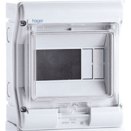 Hager WEATHERPROOF ENCLOSURE 190x165x113mm 1-Row 6-Module Surface Mount ...