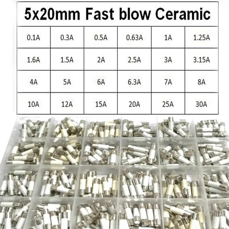 360pcs/Set Ceramic Fuse 5x20mm 0.1A 1A- 30A Fuses Assortment Kit 250V ...