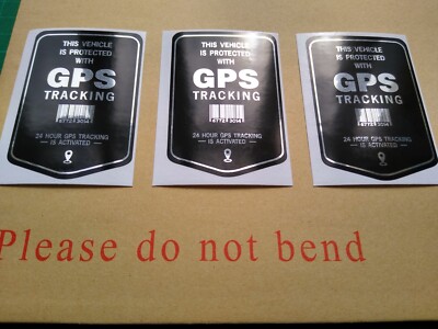 3 X Vehicle GPS Tracking Stickers Self Adhesive Polished Mirror Silver ...