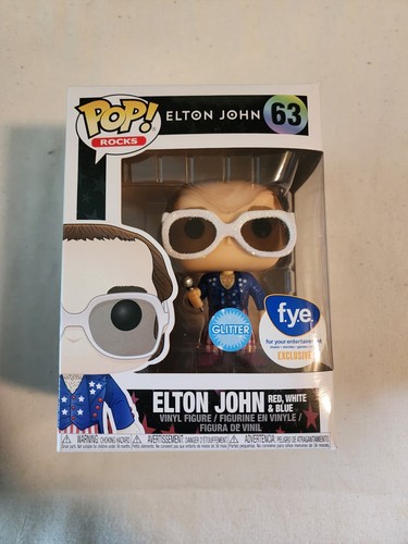Funko Pop ELTON JOHN GLITTER RED WHITE BLUE Patriotic FYE Exclusive 63 ...