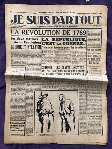 Politique : Journal " Je suis partout " de Brasillach - juin 1939 ...
