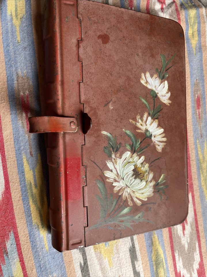 ANTIQUE BIBLE HOLDER METAL COVER CASE BOOK VTG RARE SCHOOL BOOK OLD ...