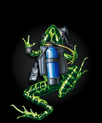 Amphibious Outfitters T-Shirt - Scuba Frog - Black - D0021B | eBay