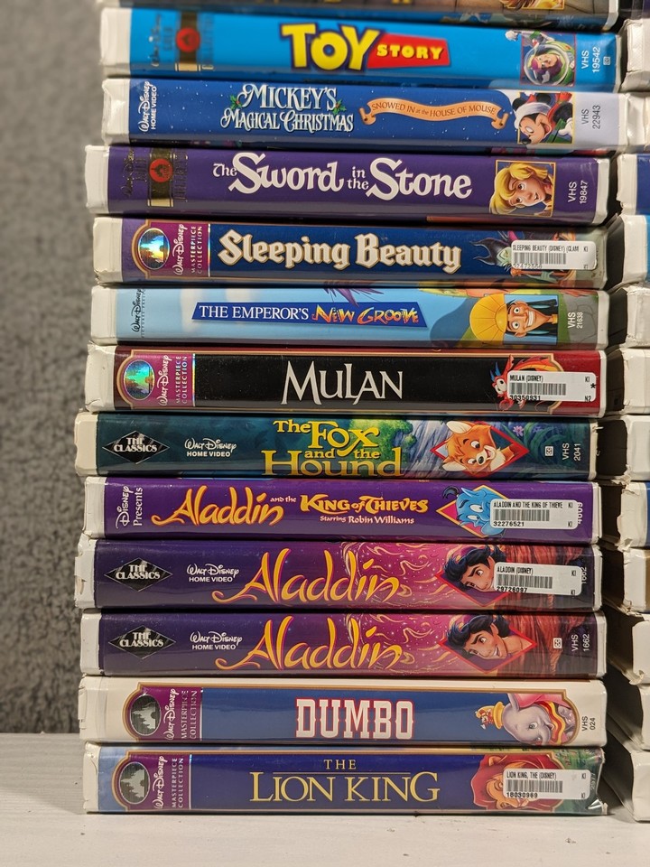 Large Lot 45 VHS Tapes Disney Pixar Cartoon Network Animated Classics ...