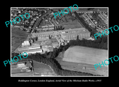 OLD LARGE HISTORIC PHOTO BEDDINGTON CORNER ENGLAND, AERIAL VIEW RADIO ...