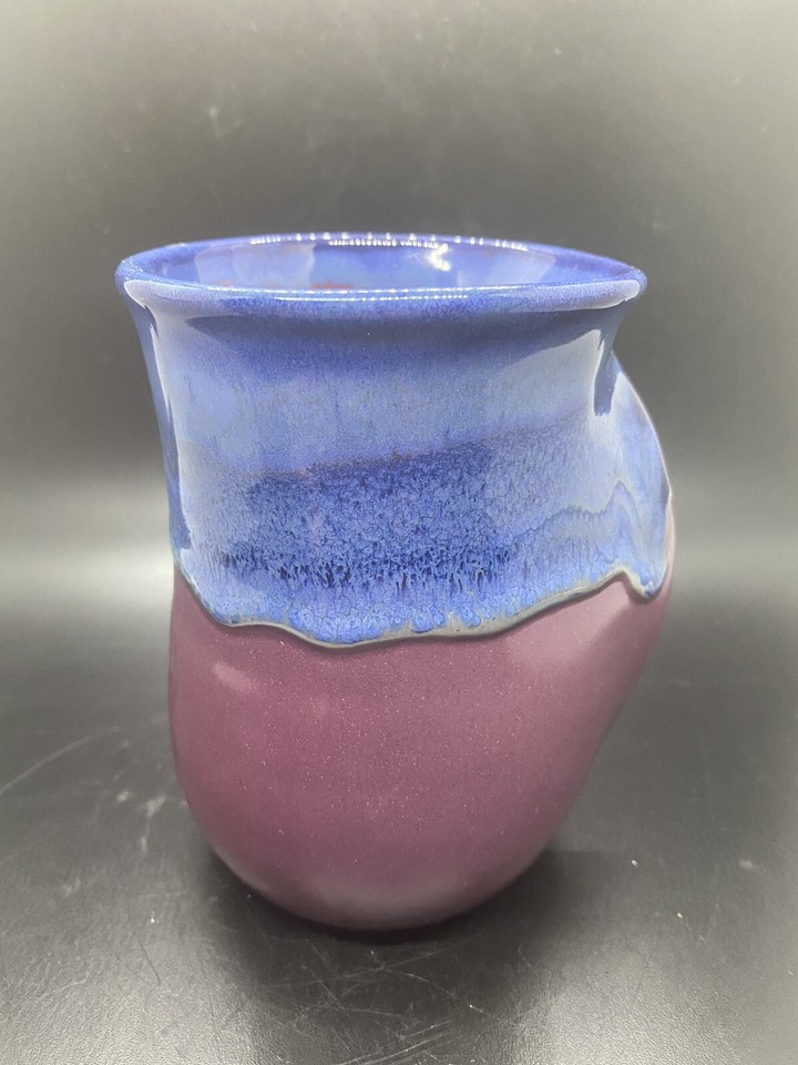 Neher Art Pottery Left Hand Warmer Mug Cup Purple Blue 2021 Signed ...