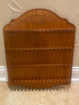 Vintage Wood 64 Souvenir Spoon Collector Wall Rack Display Holder ...