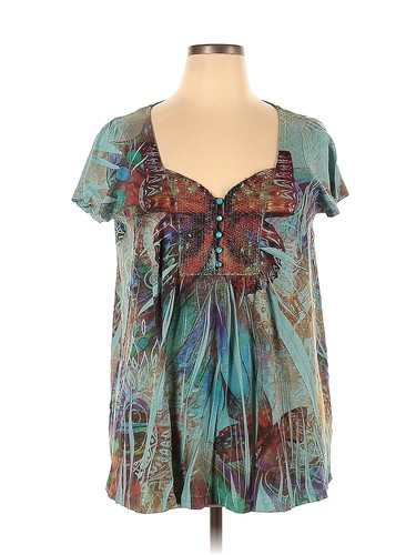 Unity World Wear Women Blue Short Sleeve Top 1X Plus | eBay