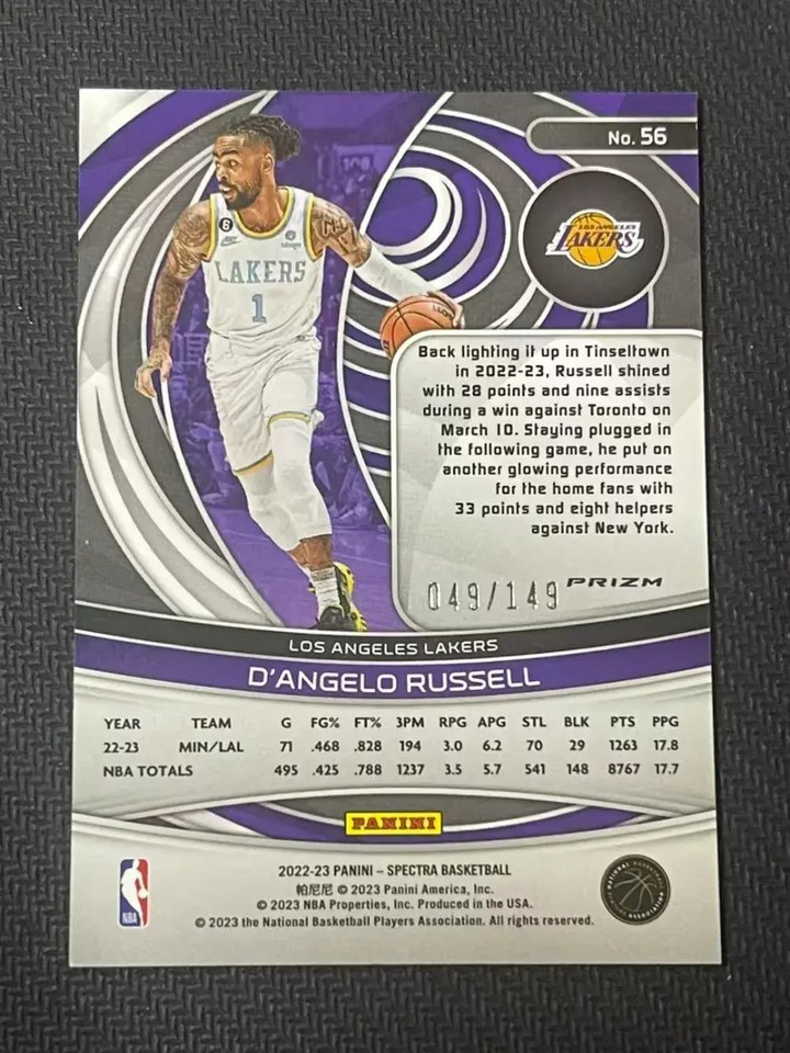 2022-23 Panini Spectra D'Angelo Russell Celestial #/149 LA Lakers #56 JP | eBay