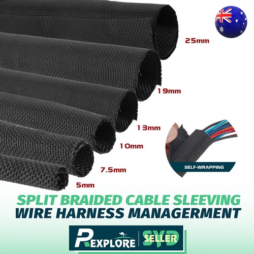 Pet Woven Braided Sleeving Wrap-Around Car House Cable Hide Away Wire ...