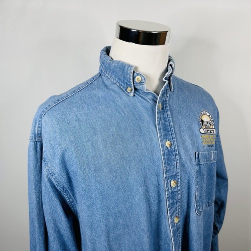 Union Line Large Vintage Denim Blue Jean Shirt Chicago Area LECET UFCW ...
