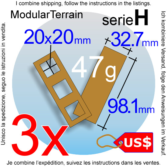 3x MDF Skirmish Movement Tray 1x3 3x1 (H 12.7mm) 20mm Square Base ...