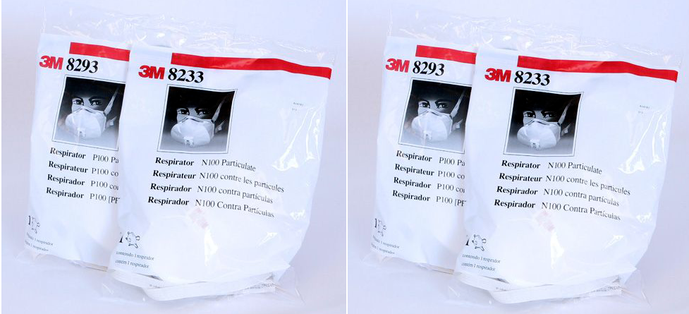 Lot of Four 3M 8233 N100 Particulate Respirator Mask Cool Flow ...