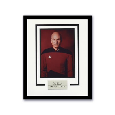 SIR PATRICK STEWART SIGNED AUTOGRAPH FRAMED 11x14 DISPLAY STAR TREK ...