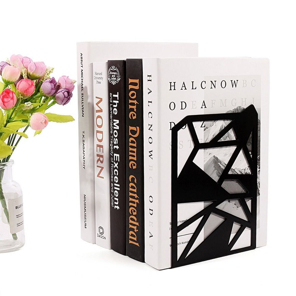 Desk Organizer Hollow Out Book Holder Bookends Book Support Shelf Book ...