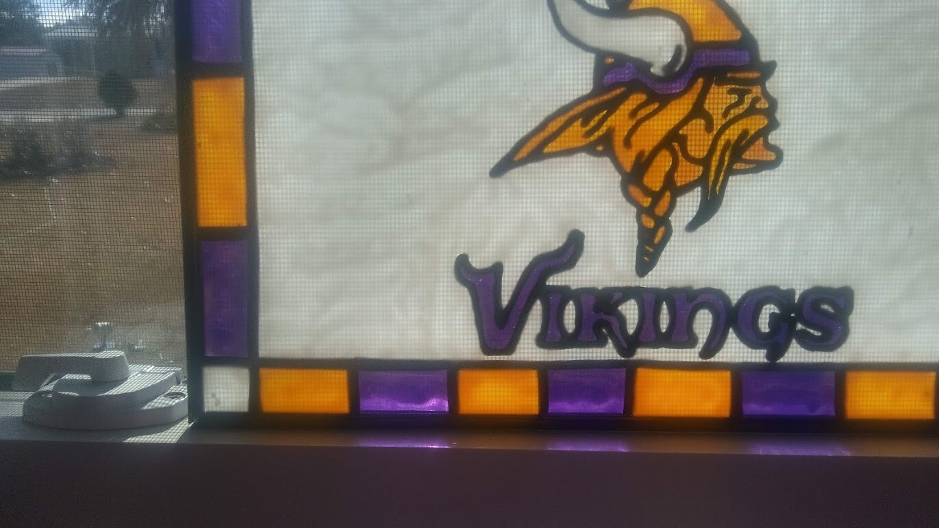 Minnesota Vikings Inspired Stained Glass Window Panel Hand Painted | eBay