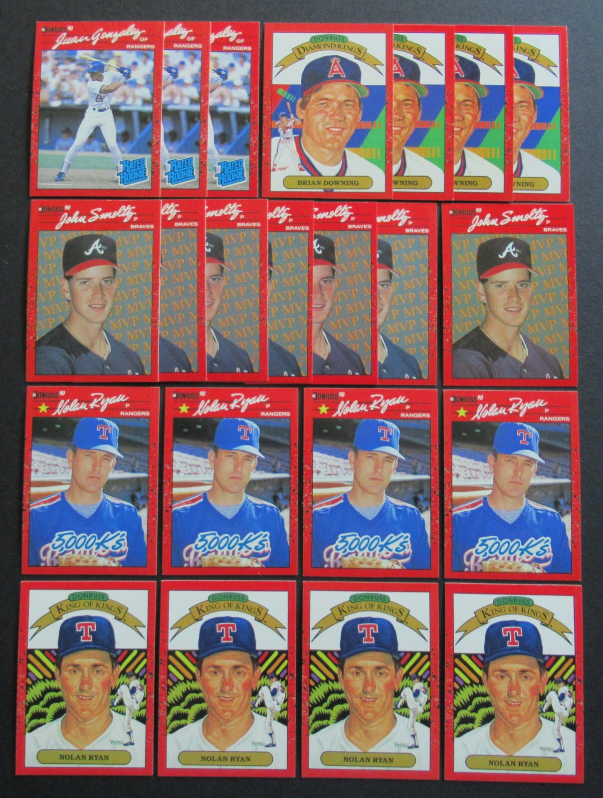 1990 Donruss Error Card Lot, Nolan Ryan 5000k's, King of Kings, Smoltz ...
