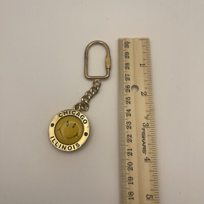 Vintage Chicago, IL Smiley Face Spinning Metal Souvenir Keychain 90s ...