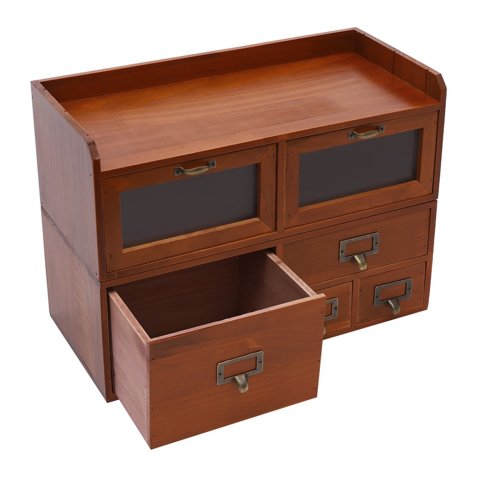 Desktop Storage Cabinet with 6 Drawers, Wooden Box Organizer for Office ...