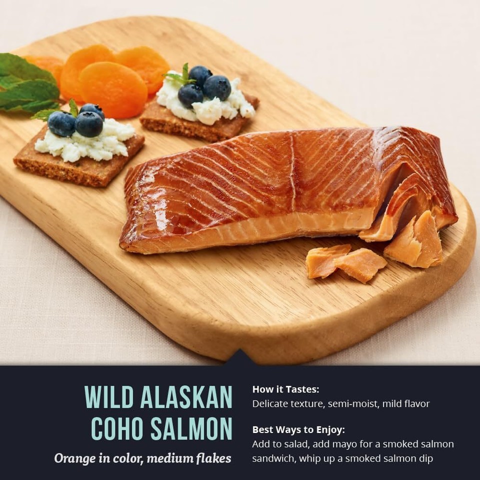SeaBear - Premium Wild Alaskan Smoked Sockeye Coho and Pink Salmon Trio ...