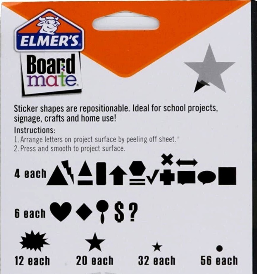 ELMER'S Board Mate Repositionable Assorted Sticker Shapes - 210 pcs | eBay