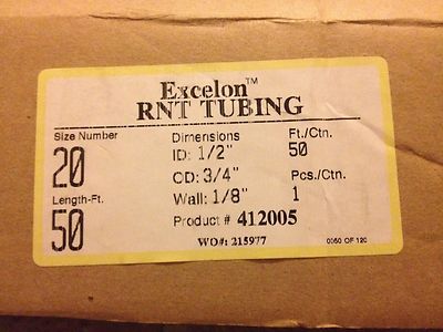 Excelon RNT Size 20 Tubing Clear PVC Tube 50ft Long .750"OD x .500"ID ...