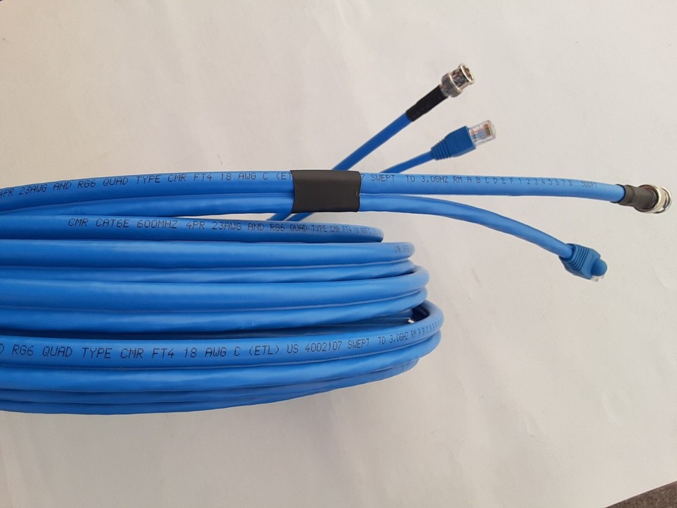 100 FT 3G HD-SDI RG6/CAT6 Ethernet- COMBO Cable Siamese Cable | eBay