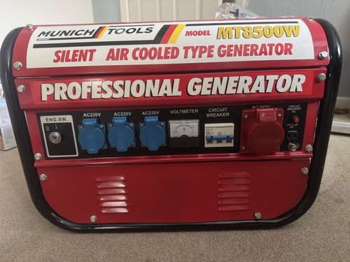 Munich Tools mt8500w Petrol Generator Silent Air Cooled Portable Power ...