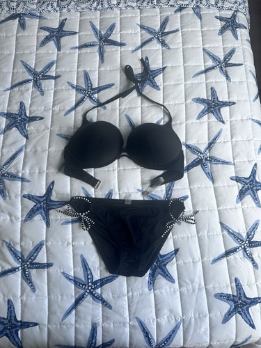 EUC victorias Secret 2pc Bikini Bombshell Add 2 Cups Black Medium 34dd ...