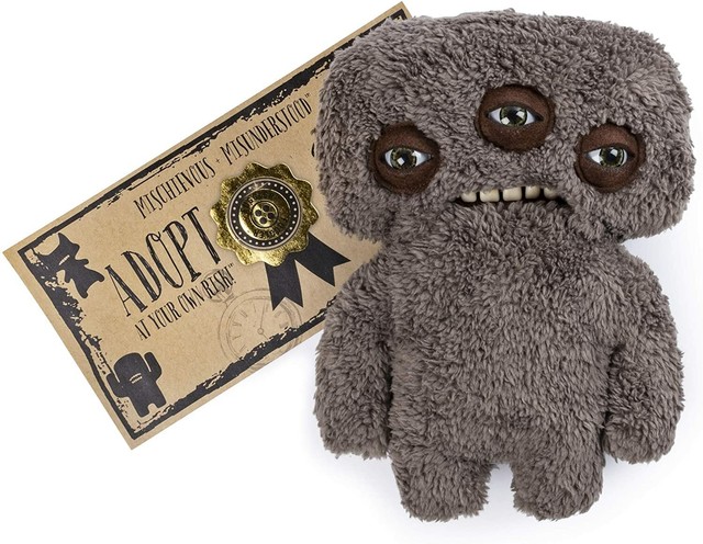 Fuggler 9in Funny Ugly Monster Annoyed Alien 3 Eyed Blue Fuzzy RARE for ...