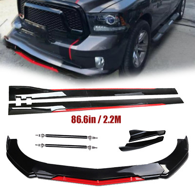 Front Bumper Lip Splitter Spoiler Glossy Black Red For Dodge Ram 1500 ...