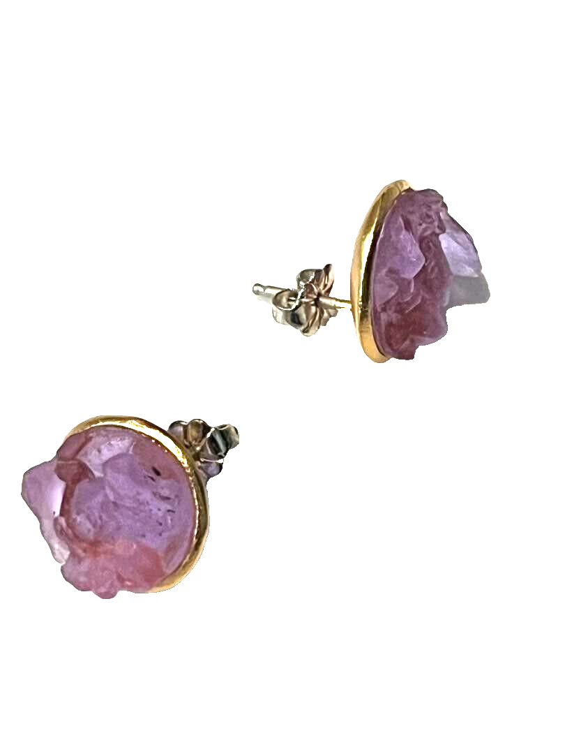 MICHAEL VINCENT MICHAUD LAVENDER ARTISAN GLASS EARRINGS 1240 | eBay