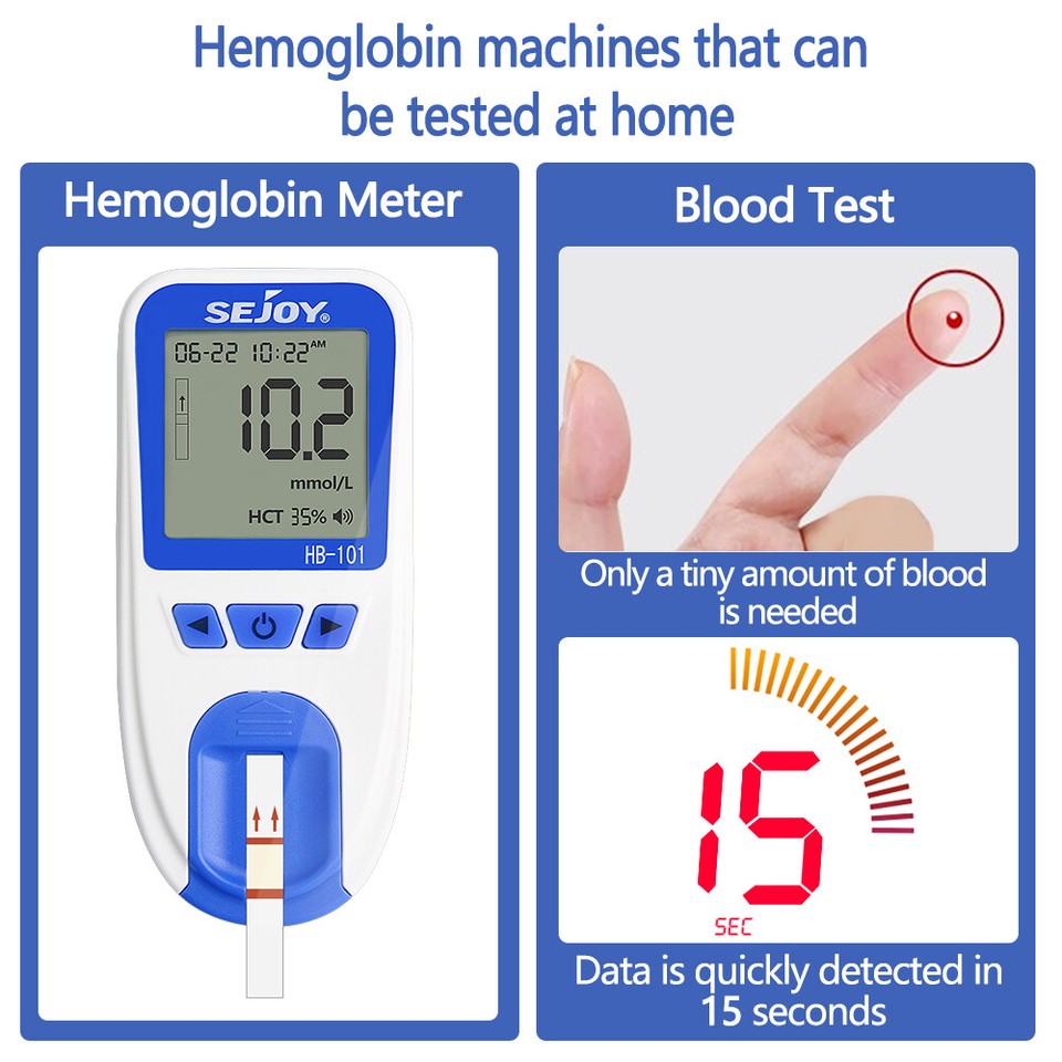 Blood Hemoglobin Meter Analyzer Anemia Monitor Test HB & HCT with 25pcs ...
