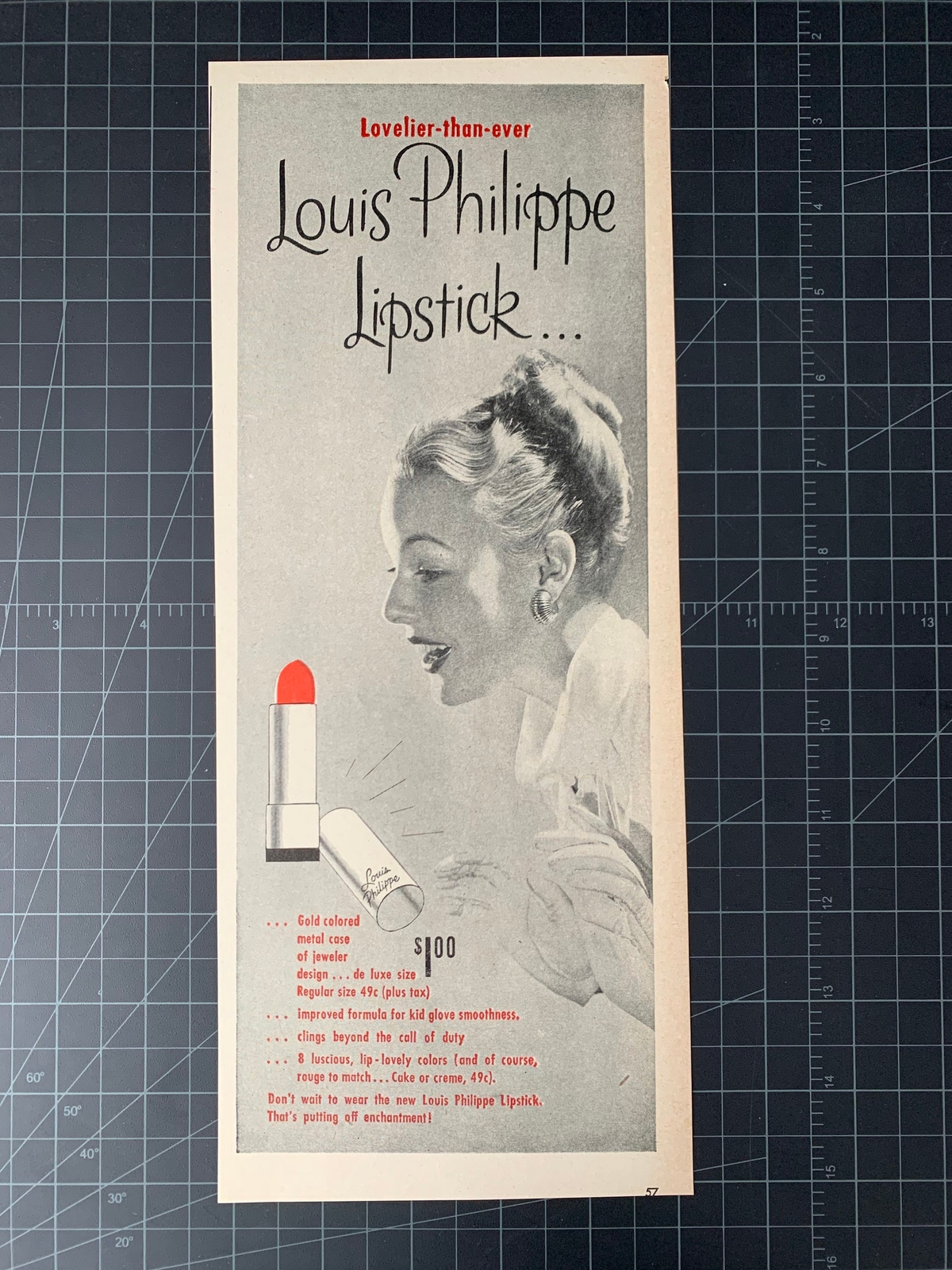 Vintage 1946 Louis Philippe Lipstick Print Ad | eBay