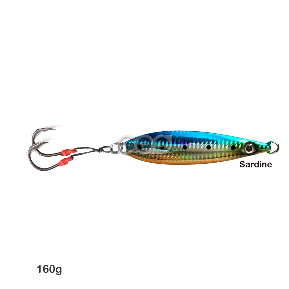 160g Fishing Flat Fall Vertical Jig 5.5oz Butterfly Lure Assist Hook ...