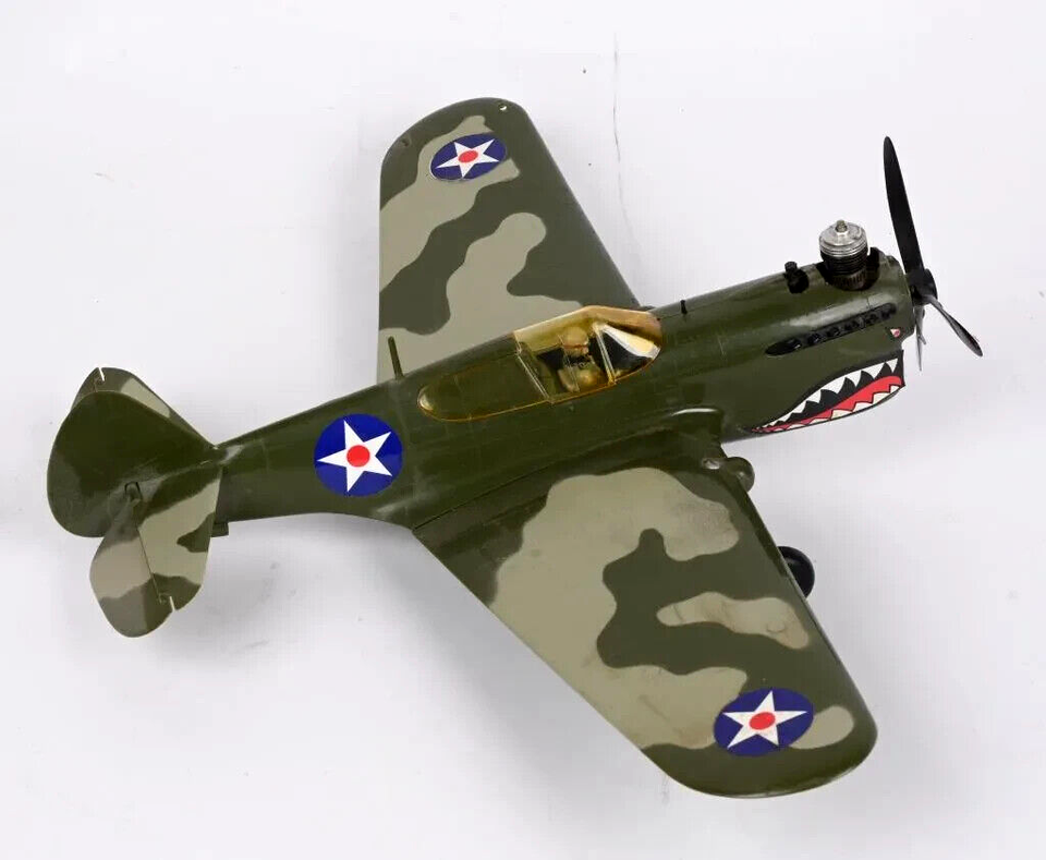 Vintage Cox P-40 Warhawk Plane Flying Model .049 Gas Powered Engine w ...