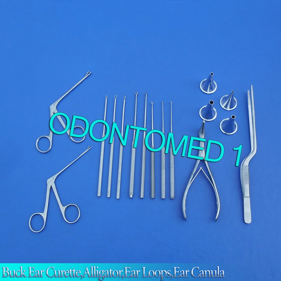 16-Pcs Buck Ear Curette,Alligator,Ear Loops,Ear Canula Surgical Nasal ...