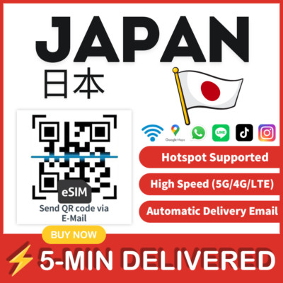 [eSIM] Japan Travel e-SIM Card DATA eSIM QR code Unlimited data Japan ...