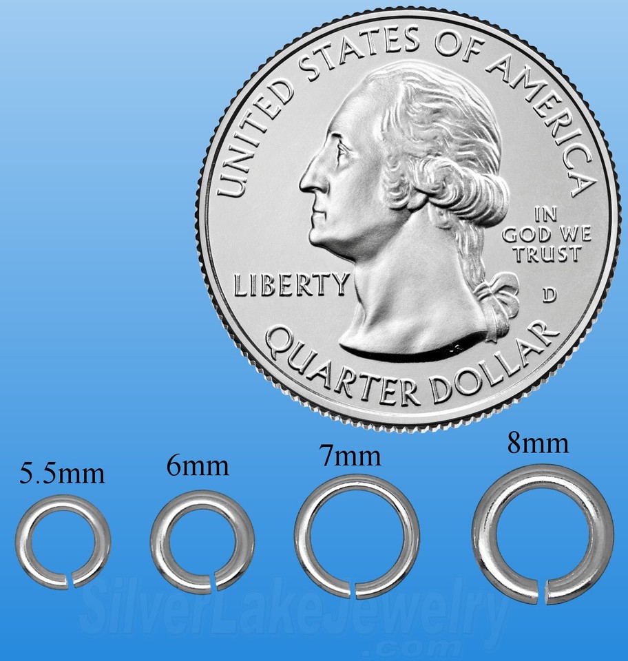 925 Solid Sterling Silver Open Jump Rings Bail Connectors 5/6/7/8mm ...