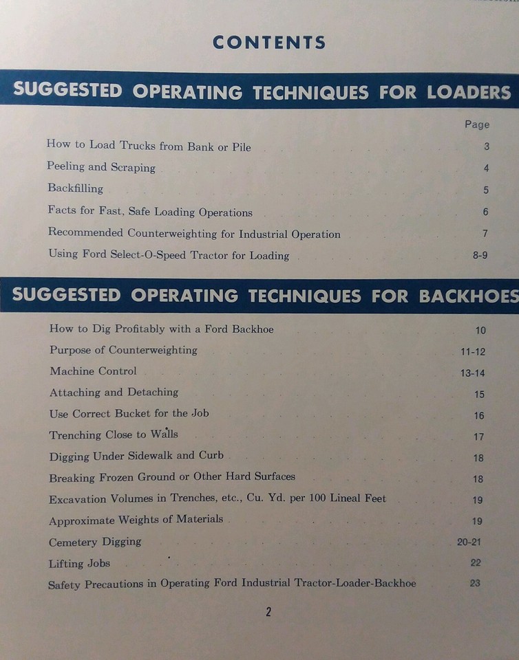 Ford Industrial Tractor Loaders & Backhoes Suggested Operating ...