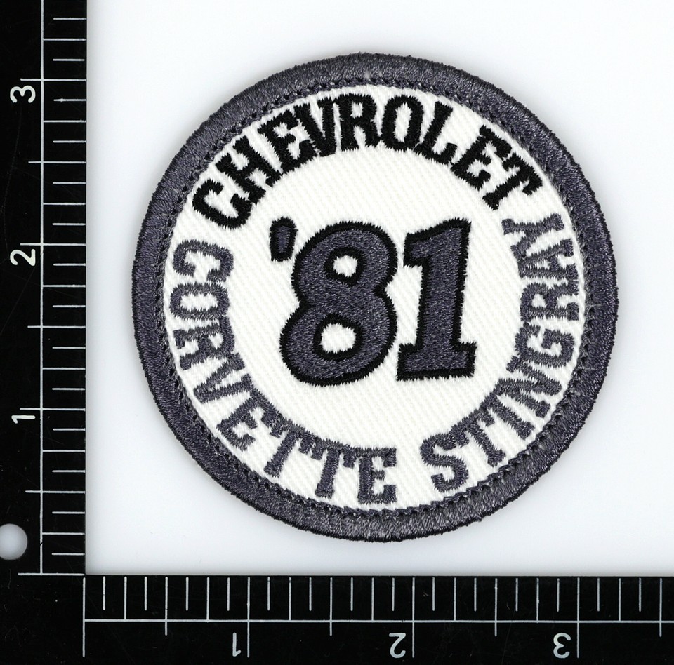 1981 Chevrolet Corvette Stingray Embroidered Patch Ivory/Dark Gray Iron/Sew-On | eBay