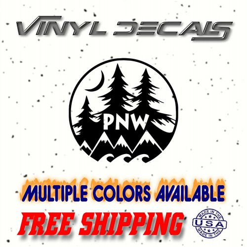 PNW Trees Circle vinyl sticker decal / car truck window overland ...
