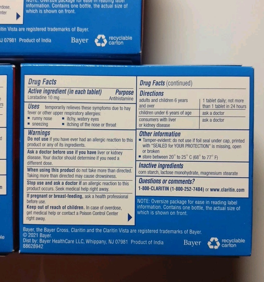 Claritin Allergy Tablets, 24-Hour,Non-Drowsy, 10mg 100-Count (3 boxes ...