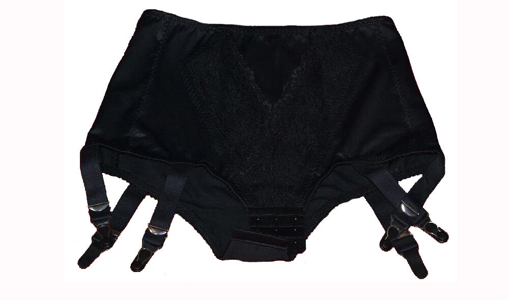 Black Panty Girdle With Suspenders Retro Style 6 Suspender Straps