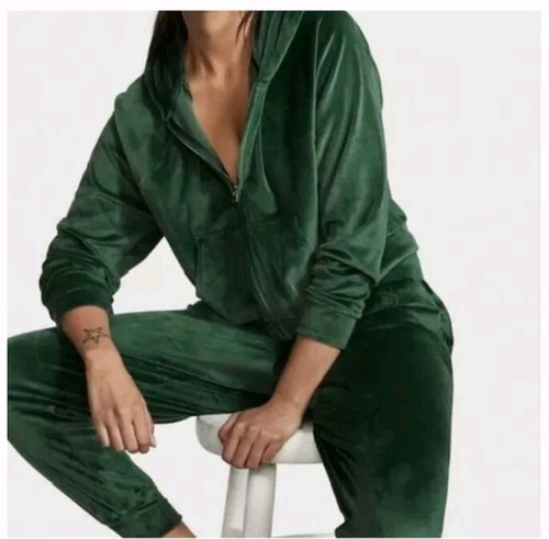 Victoria's Secret velour tracksuit loungewear jacket Hoodie pants set ...